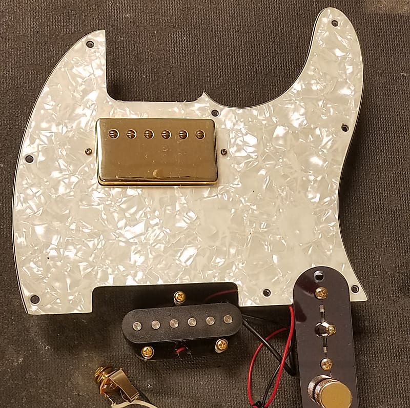 Loaded Tele Pickguard with Humbucker (pre-wired))- Pearl | Reverb