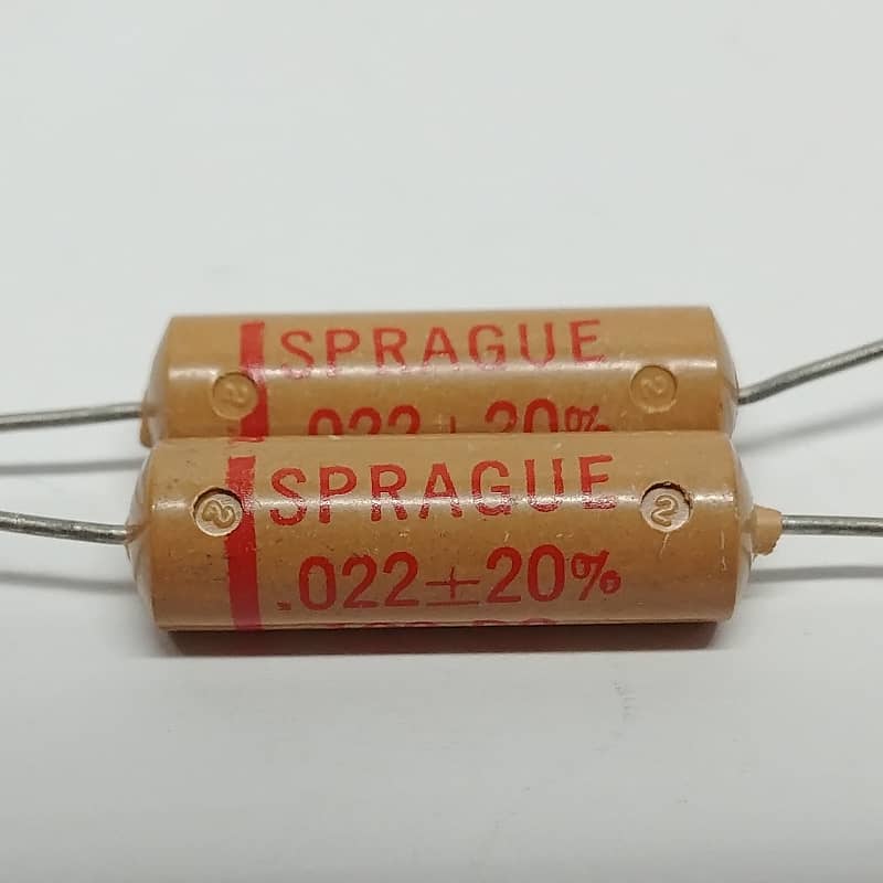 1960's Pair Sprague .022 Tone Caps 157P Tan Black Beauty | Reverb