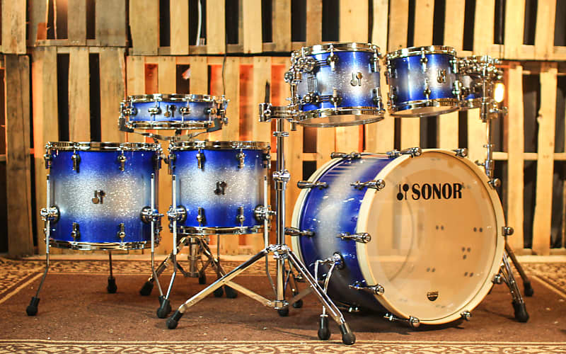 Sonor SQ2 Medium Beech Blue Silver Sparkle Burst Drum Set - | Reverb