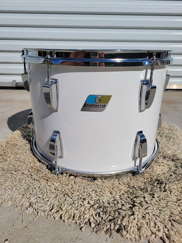 Vintage 1970s Ludwig 10x14 Rack Tom Drum 3-ply - White Cortex | Reverb