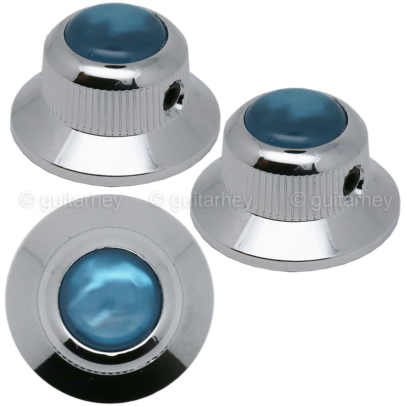 NEW (3) Q-Parts UFO Guitar Knobs KCU-0770 Acrylic Aqua Pearl | Reverb
