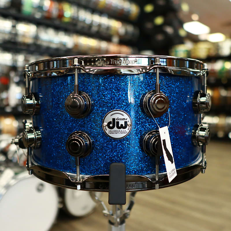 DW Collector's 7x14" SSC Maple Snare Drum (Blue Glass Glitter | Reverb