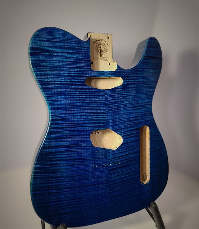 Deep Blue Flame Maple Telecaster Style Replacement Body | Reverb