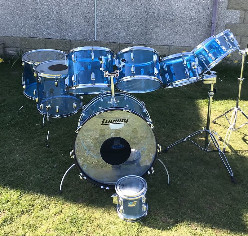 1972 Ludwig Blue Vistalite 9pcs Kit 24” 18” 16” 15” 14” 13” | Reverb