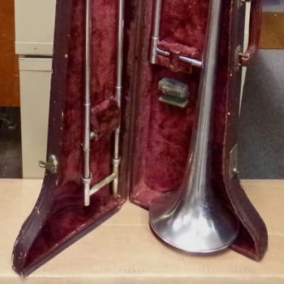 The Elkhart Bb trombone 1932 - Silver with gold wash bell | Reverb