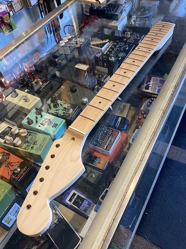 Left handed or reversed headstock neck Strat style Natural | Reverb