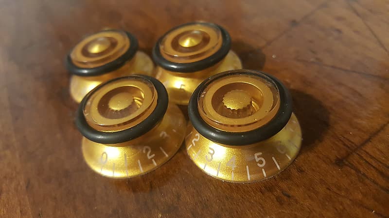 JAT CUSTOM GUITAR PARTS 4 Speed Grip Top Hat Knobs Solid Gold | Reverb