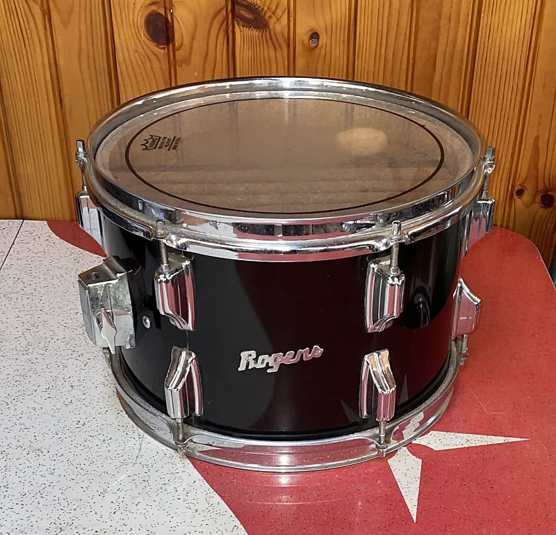 Vintage Rogers Script Logo 12" Rack Tom Drum - Black | Reverb