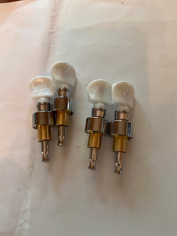 Universal Banjo tuners chrome with plastic abalone knobs set | Reverb