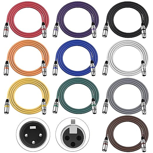 XLR to XLR Cables 6ft 10 Pack, DMX Cable 3-Pin Microphone | Reverb