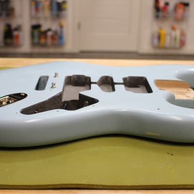 Warmoth Stratocaster Body, Satin Sky Blue, Floyd Upgrade Claw | Reverb