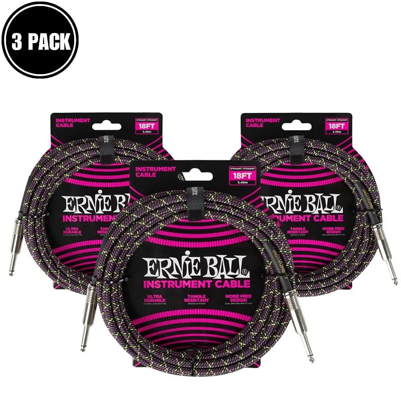PURPLE 18' PURPLE PYTHON BRAIDED INST. CABLE ERNIE BALL 6431 | Reverb