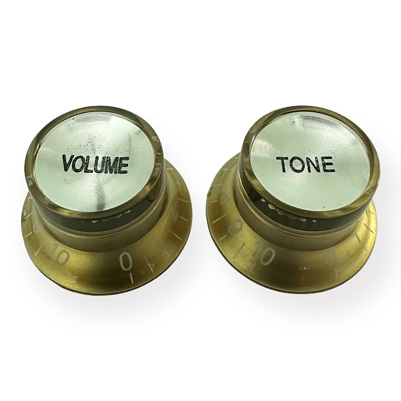 AxLabs Top Hat Reflector Knobs (Set of 2), Gold, White Font | Reverb