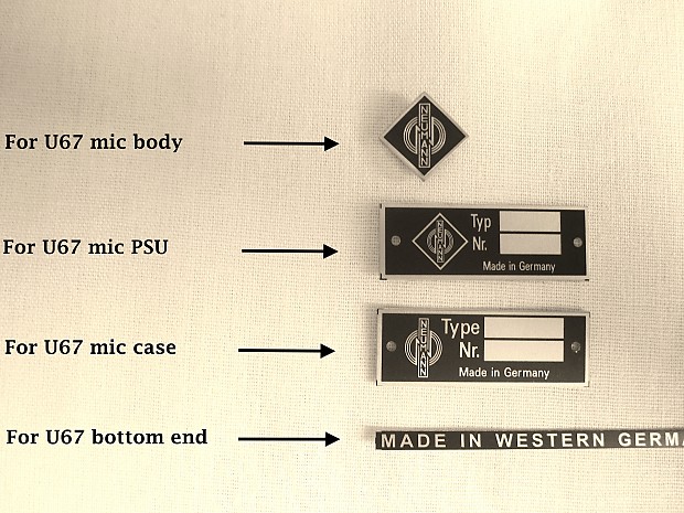 Neumann U67 Set of badges | Black logo | Reverb UK