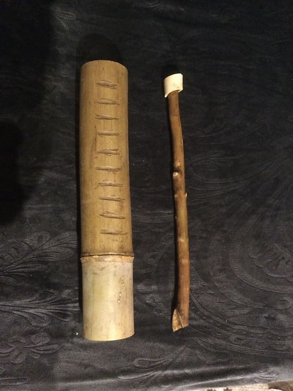 Handmade Primitive Bamboo Guiro with Lamb Bone Striker | Reverb