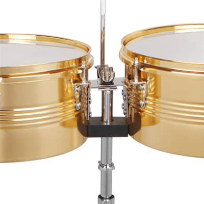 13" & 14" Timbales Drum Set with Stand and Cowbell Golden | Reverb