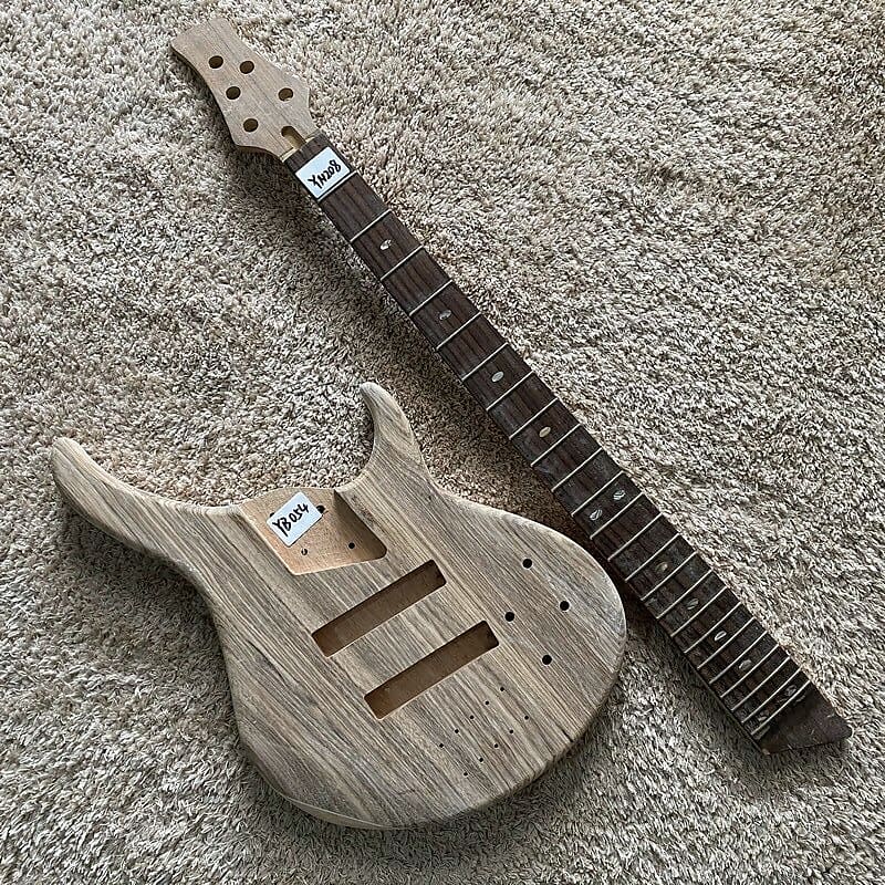 Unfinished Mahogany Wood 5 String Bass Body with Neck DIY | Reverb