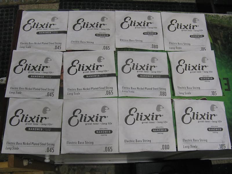 Elixir Nanoweb Bass String Sets 3 Sets From Singles Long | Reverb