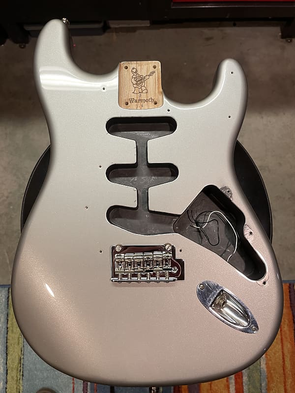 Warmoth Stratocaster Body - Silver/Pewter with Fender Tremolo | Reverb