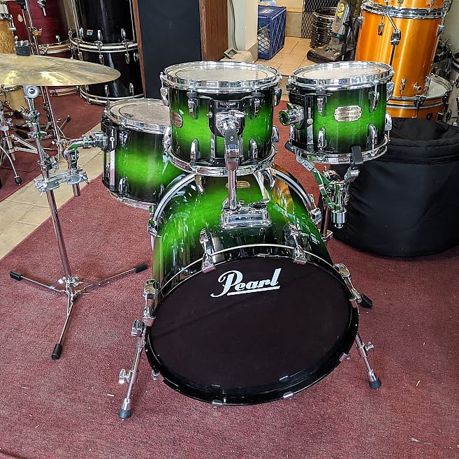 Pearl Session Custom Maple Green Burst 4-Piece Drum Set | Reverb