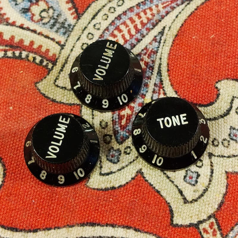 VINTAGE 1976 FENDER BLACK 3 SPOKE STRATOCASTER KNOBS - STRAT, | Reverb