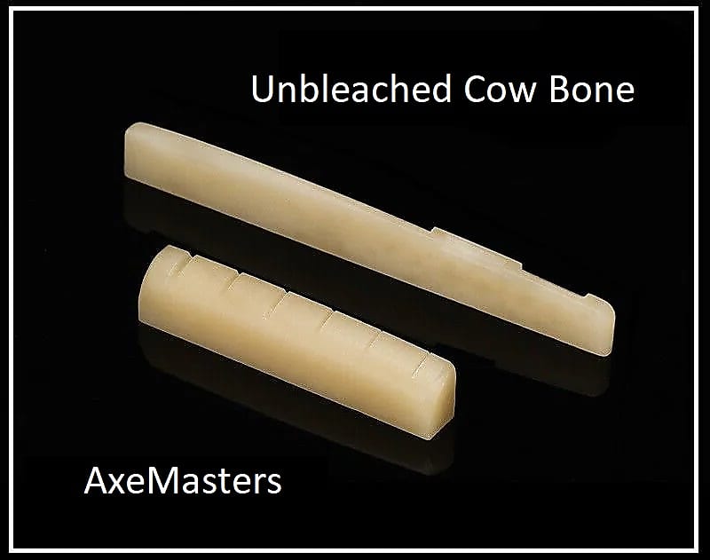AxeMasters LEFTY UNBLEACHED BONE Nut and Saddle for Acoustic | Reverb