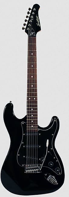 SAWTOOTH ST-ES-BKB STRAT ELECTRIC GUITAR, BLACK W/BLACK | Reverb