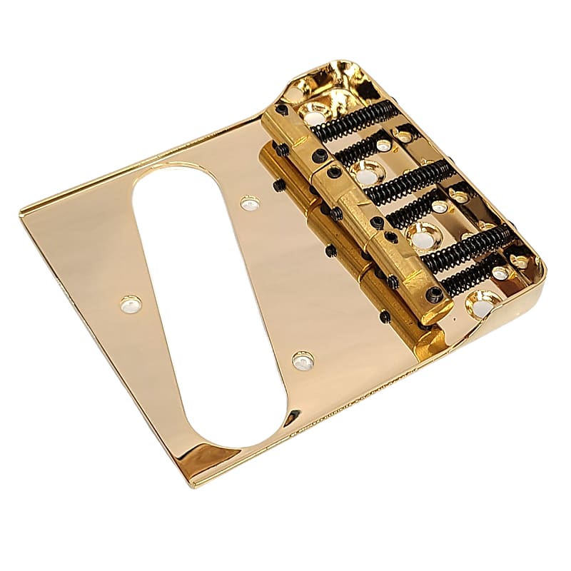 Gold Telecaster Bridge w/Compensated Brass Saddles & Cut-Down | Reverb