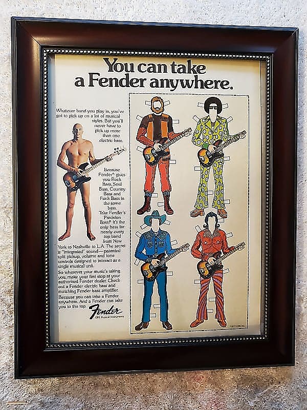 1977 Fender Guitars Color Promotional Ad Framed Fender | Reverb