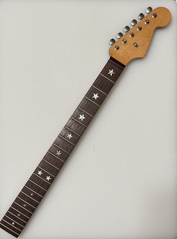 loaded Warmoth strat neck - birdseye maple and star inlays | Reverb