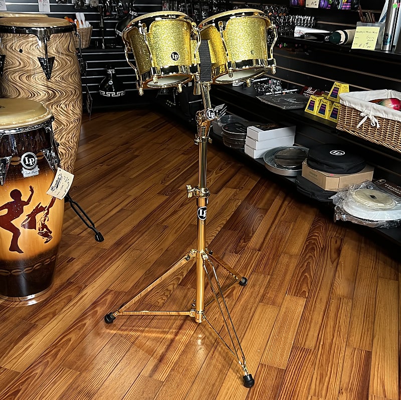 LP Latin Percussion Bentley's Exclusive Gold Bongo Stand w/ | Reverb