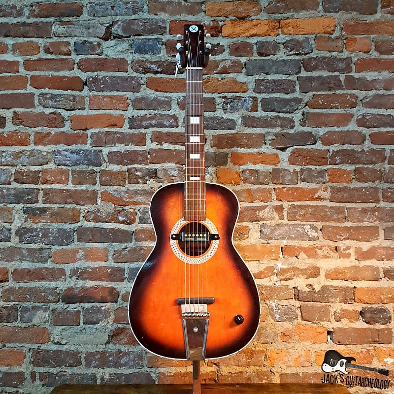 Silvertone Atomic Label Rubber Bridge Parlor Acoustic (1960s | Reverb