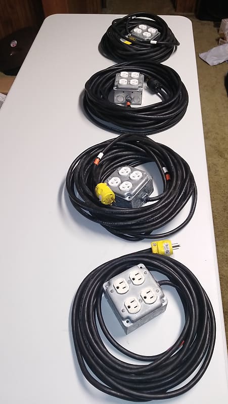 4 Custom Built AC power QUAD BOX stage power drop cords. | Reverb