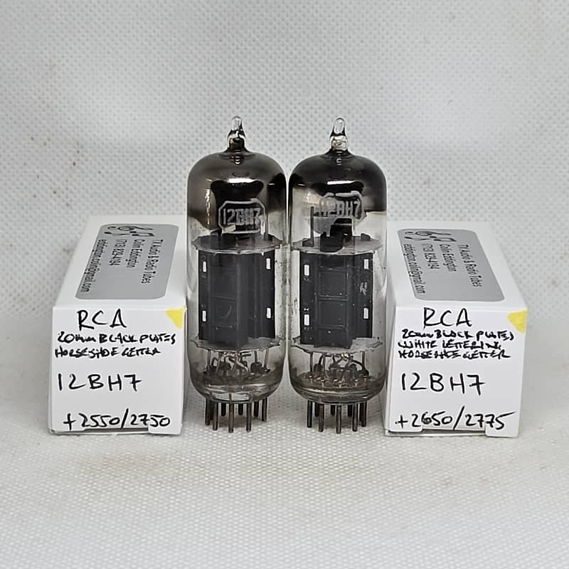 RCA 12BH7 Short Black Plate Horseshoe Getter Matched (8.1%) | Reverb