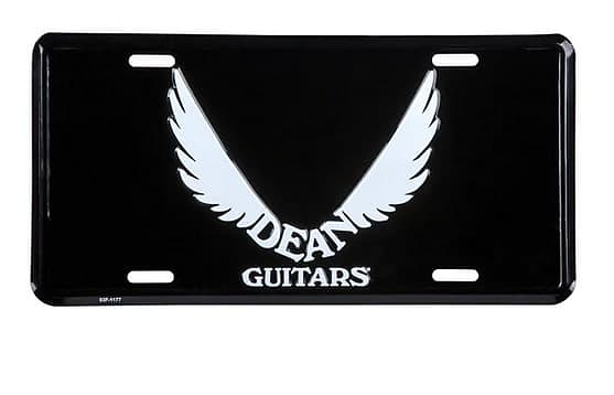 Dean Guitars Wings Logo License Plate new merch - Black and | Reverb