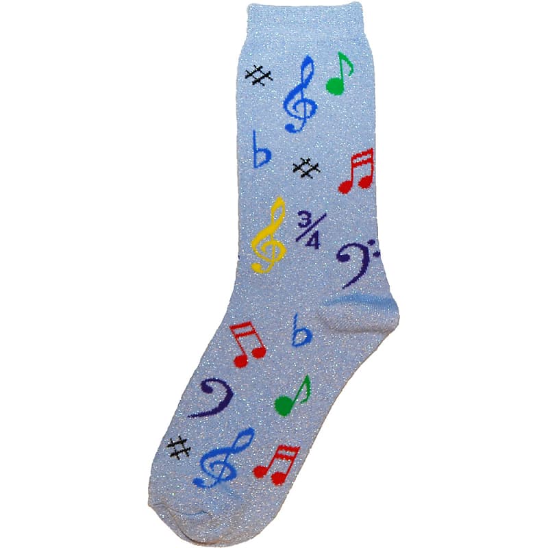 Music Note Socks - Metallic Blue | Reverb
