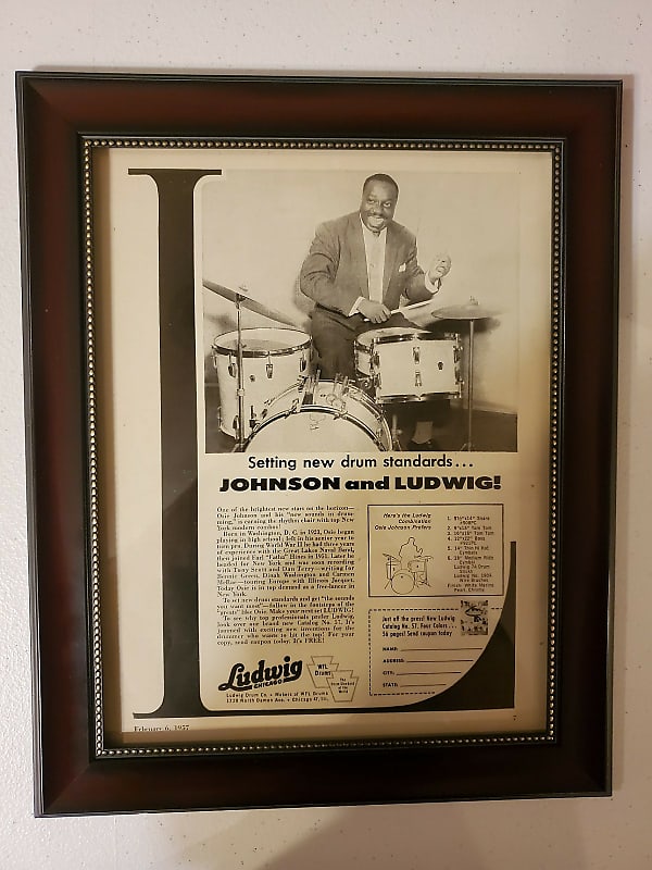 1957 Ludwig Drums Promotional Ad Framed Osie Johnson Original | Reverb