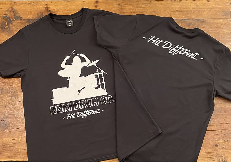 Enri Drum Co. Classic Logo Hit Different T-Shirt Adult | Reverb