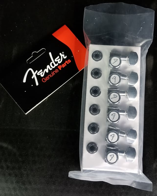Fender Locking Tuners ,F Logo , Chrome , Long String Post. | Reverb