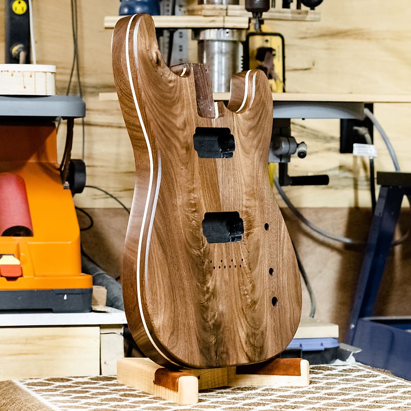 Black Walnut Strat Body / Walnut Top & Back w maple wafer | Reverb