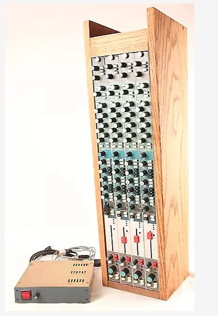 4 neve 8108 modules wired with power supply on a wood rack | Reverb