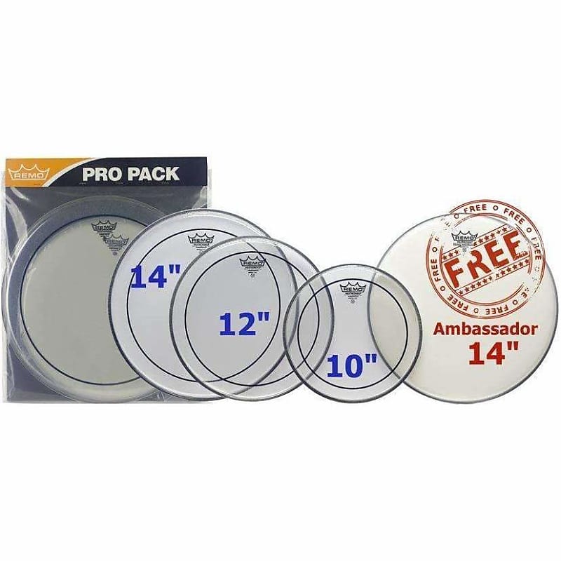 Remo Pro Pack Pinstripe Clear with Coated Ambassador 10" / | Reverb