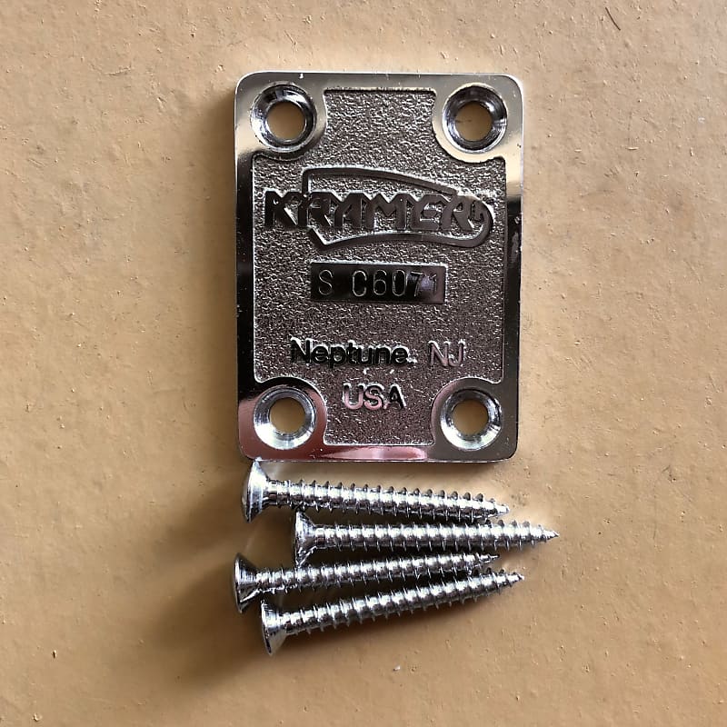 1980s Kramer S Neck Plate w/Mounting Screws Chrome | Reverb