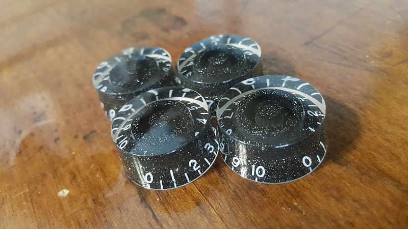 JAT CUSTOM GUITAR PARTS 4-Speed Knobs Solid Black Flake | Reverb