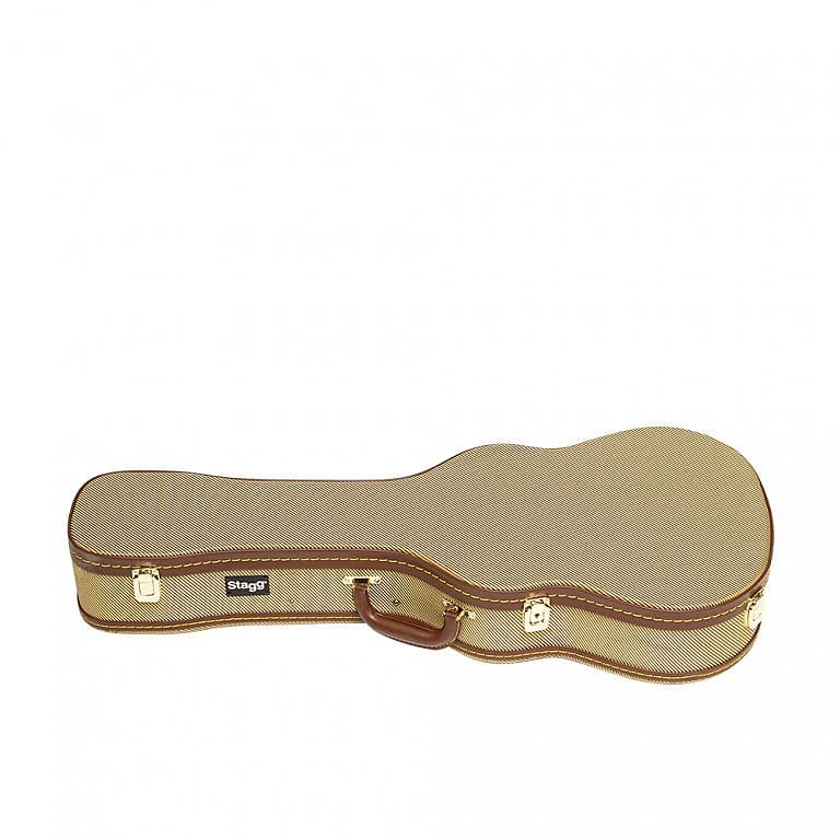 Vintage-style series gold tweed deluxe hardshell case for | Reverb