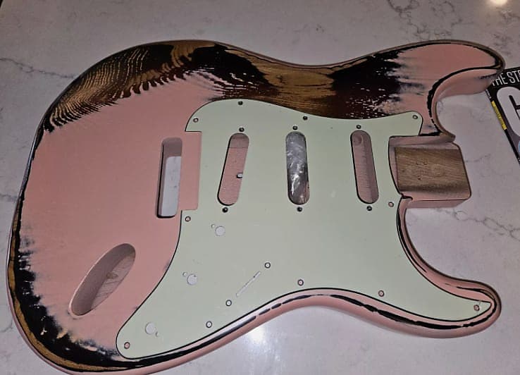 Ash Nitro "Refinish Relic" Shell Pink/Sunburst Guitar Body | Reverb