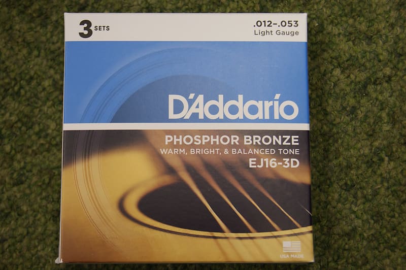 D'Addario EJ16-3D light gauge 12-53 acoustic guitar strings | Reverb