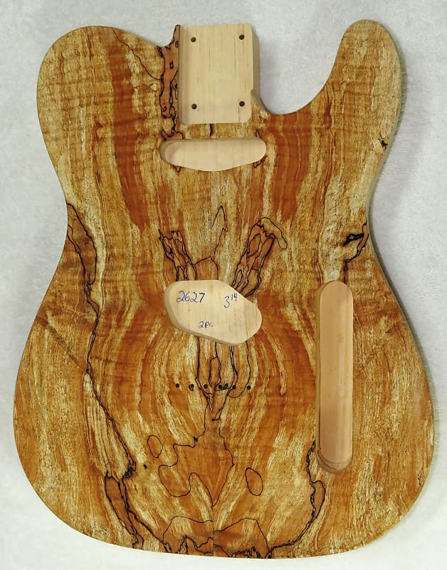 Aged Pine \ Spalted Maple Top Telecaster Tele Body 3lbs 14oz | Reverb