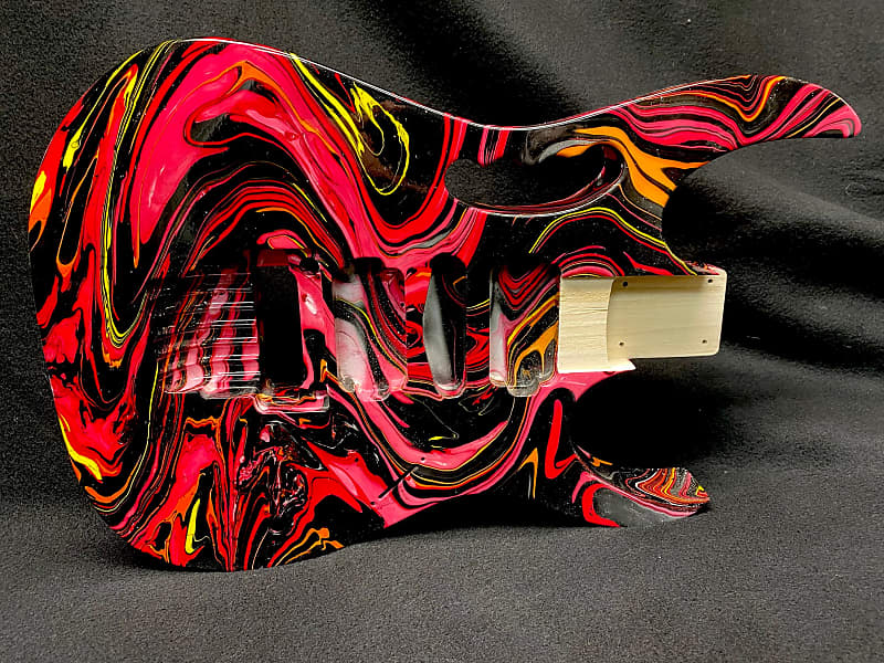 Swirled Poplar 6 string Jem style guitar body, DNA style | Reverb