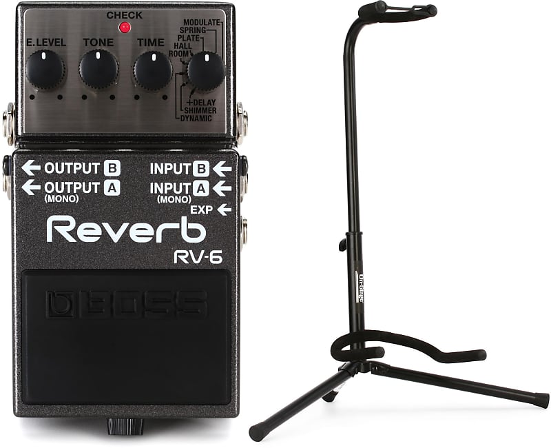 Boss RV-6 Digital Reverb Pedal Bundle with On-Stage XCG-4 | Reverb